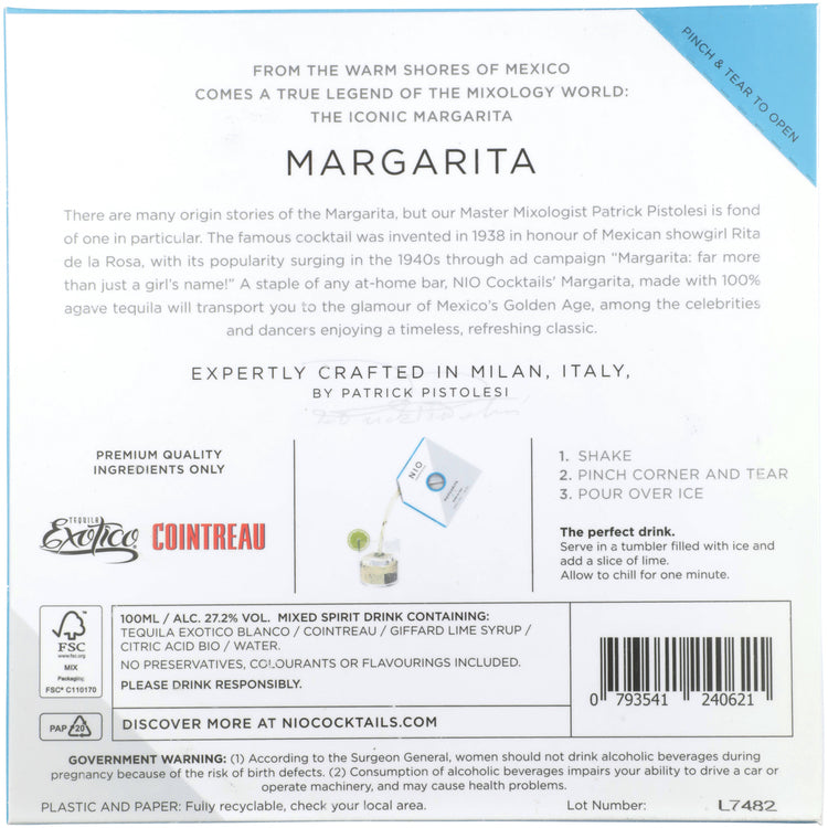Nio Cocktails Margarita 54.4 - 100ML – Beverage Shoppe